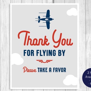 Thank You for Flying by 5x7 8x10 Printable Airplane Birthday Favor Sign ...