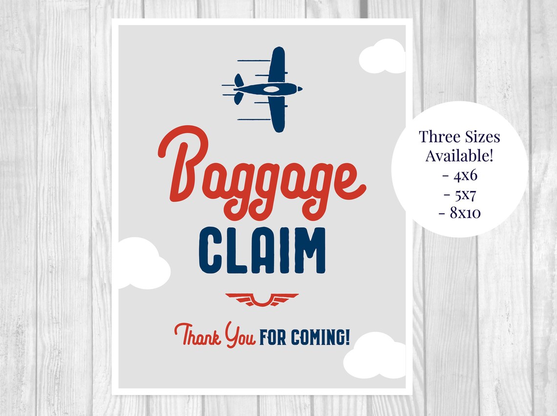 Baggage Claim 4x6 5x7 8x10 Printable Airplane Baby Shower - Etsy
