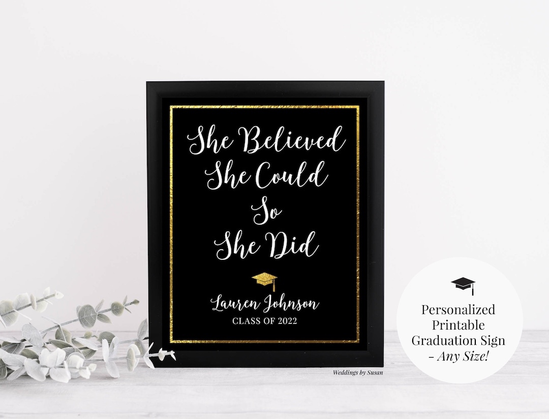 She Believed She Could so She Did Personalized Printable - Etsy