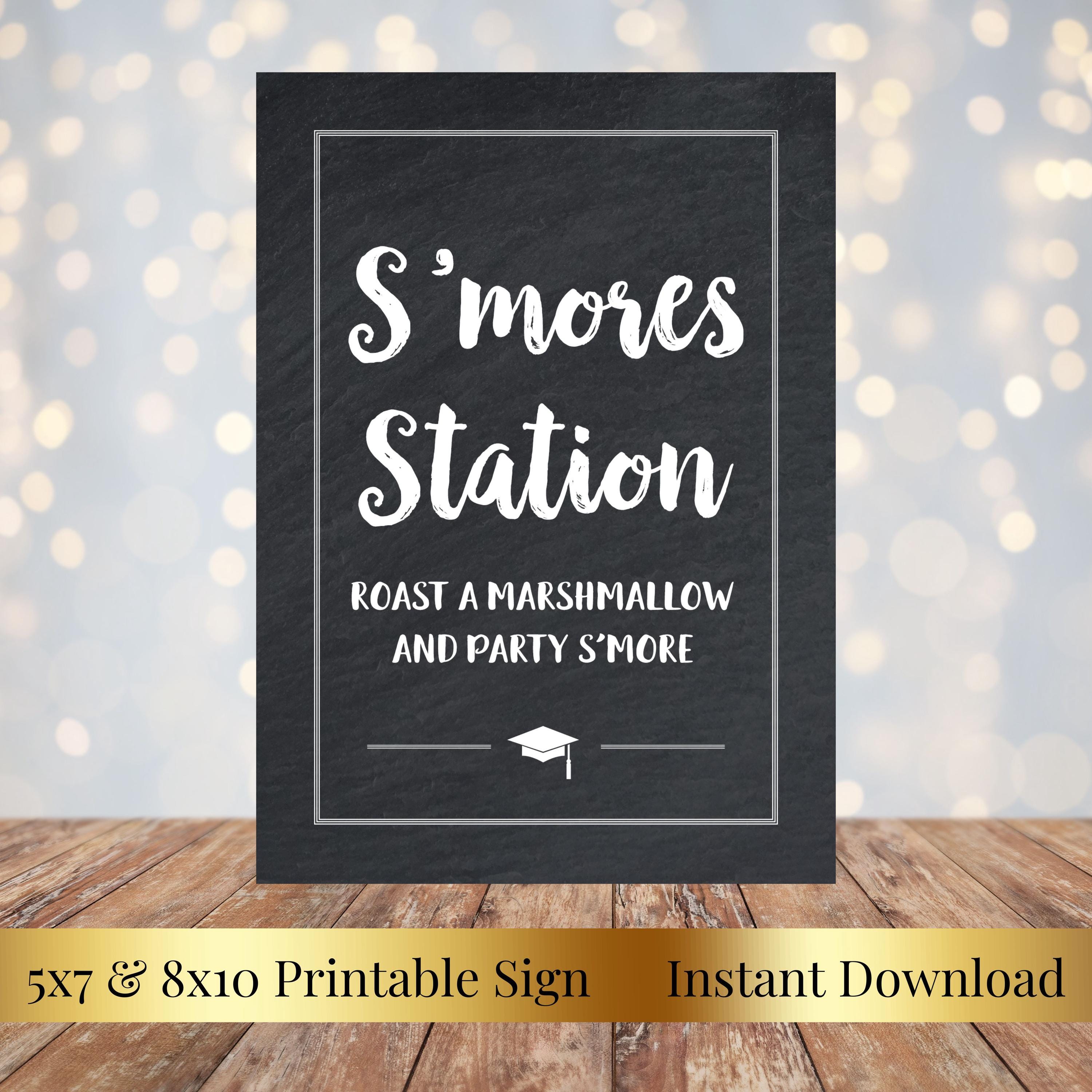Graduation Party S'mores Station 5x7, 8x10 Printable Chalkboard Sign, S ...