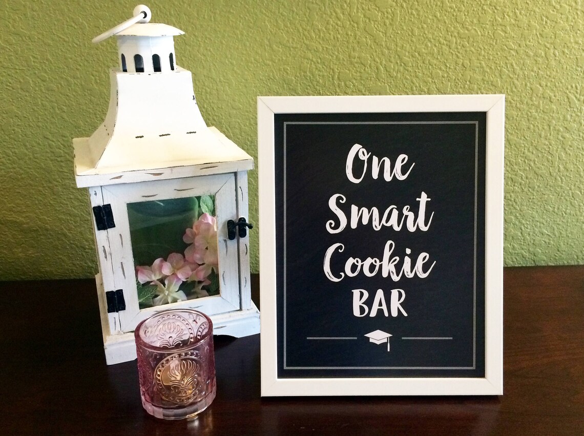 Graduation Party One Smart Cookie Bar 5x7 and 8x10 Printable Black and ...