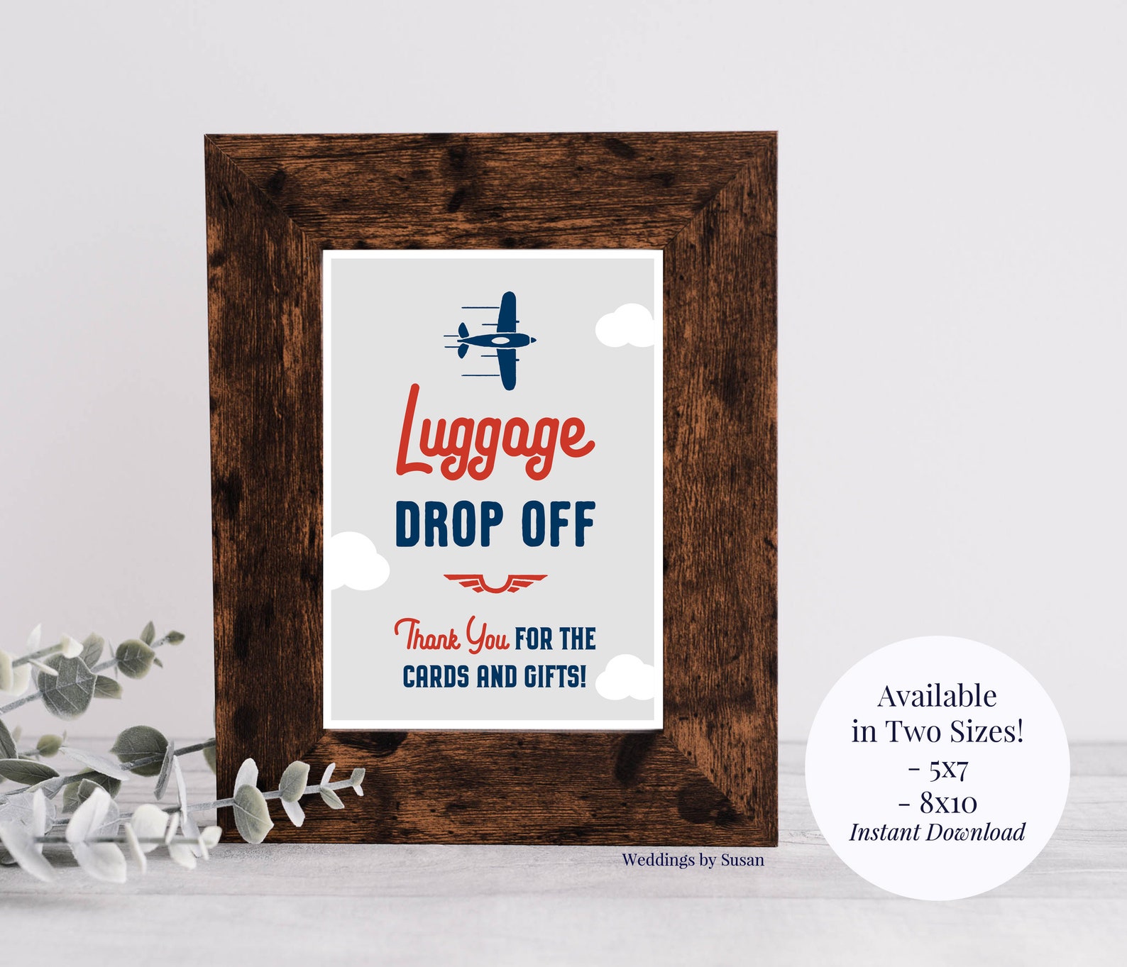 Luggage Drop off 5x7 8x10 Printable Airplane Baby Shower - Etsy