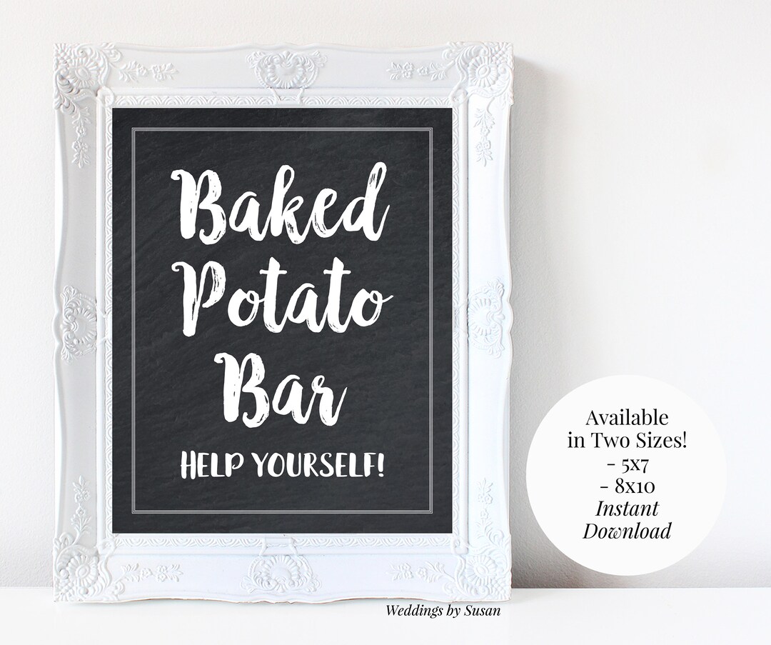 Baked Potato Bar 5x7 or 8x10 Printable Chalkboard Food Sign - Etsy