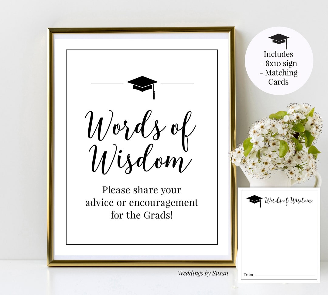 Words of Wisdom for the Grads 8x10 Graduation Party Printable Sign and ...