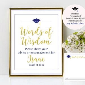 Words of Wisdom 8x10 Personalized Graduation Printable Sign & Matching ...