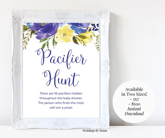 Pacifier Hunt 5x7 8x10 Printable Baby Shower Game Find 36 - Etsy