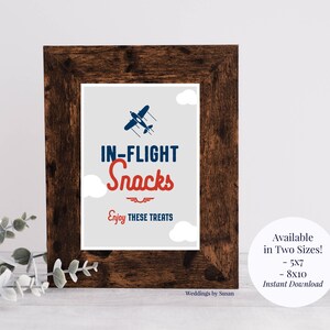 In Flight Snacks 5x7, 8x10 Printable Boy's Airplane Birthday Party Food ...