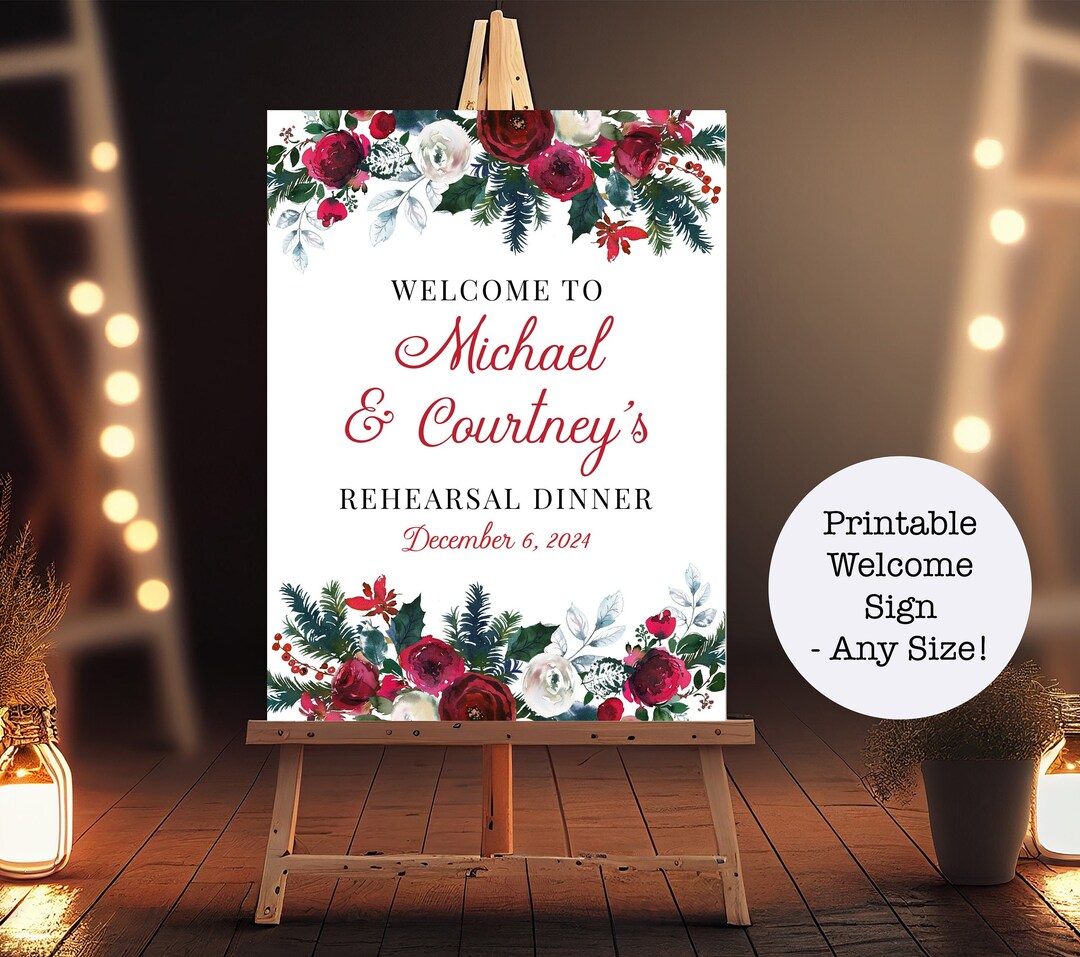 Custom Personalized Printable Rehearsal Dinner Party Welcome Sign, 8x10 ...