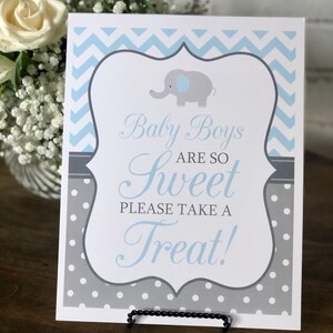 Light Blue and Gray 8x10 Printable Boy's Elephant Baby Shower Sign ...
