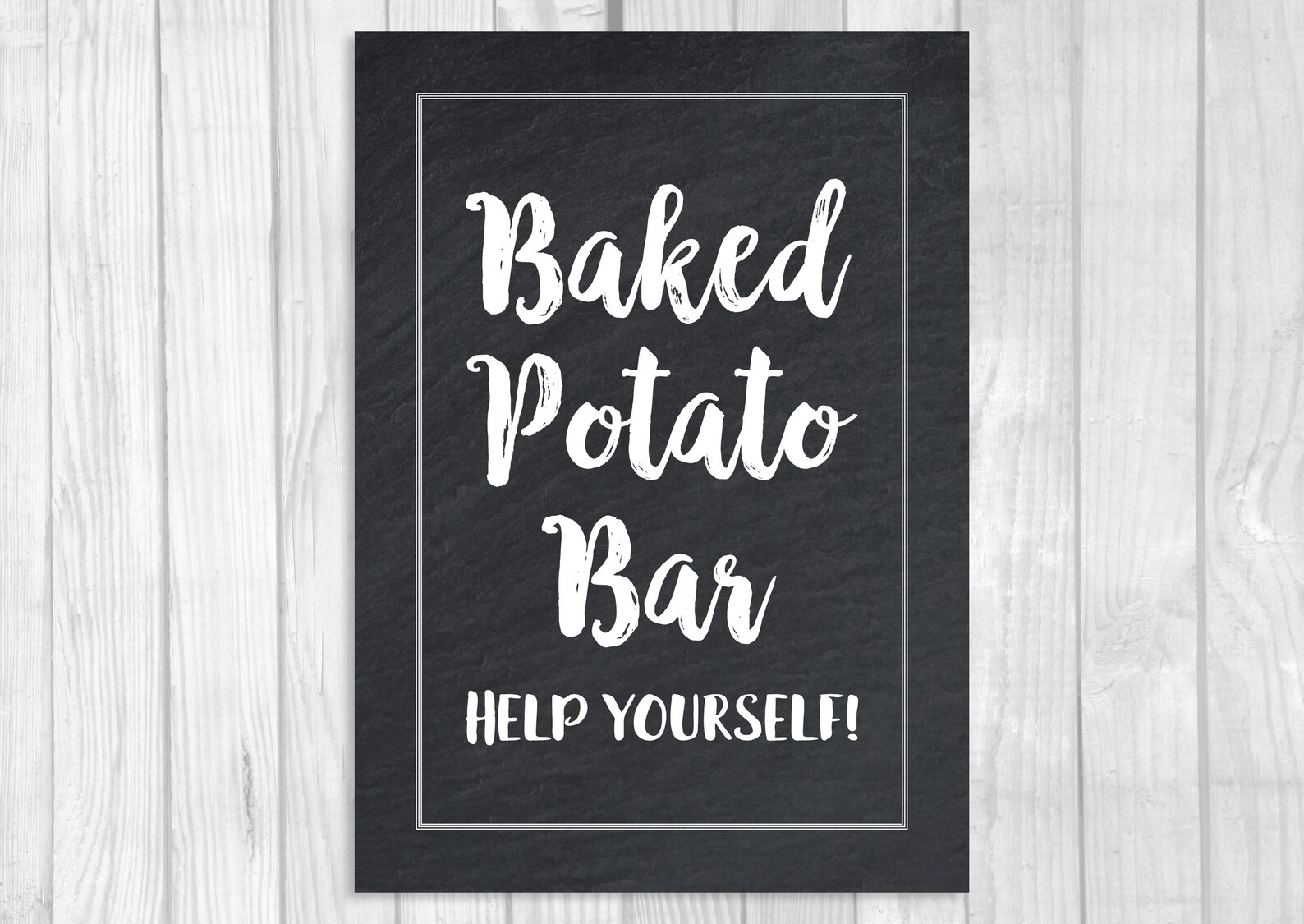 Baked Potato Bar 5x7 or 8x10 Printable Chalkboard Food Sign | Etsy