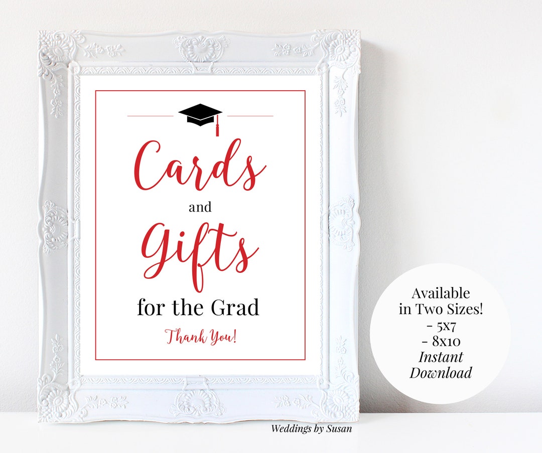 Cards and Gifts for the Grad 5x7, 8x10 Printable Graduation Party Sign ...