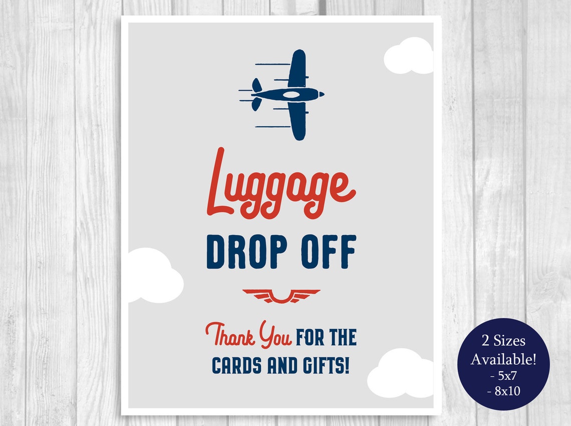 Luggage Drop off 5x7 8x10 Printable Airplane Baby Shower - Etsy
