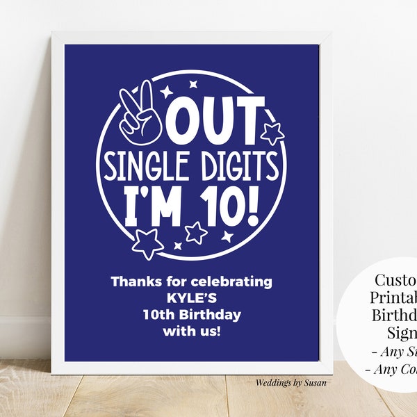 Peace Out Single Digits Im 10 Blue Invitation - Etsy