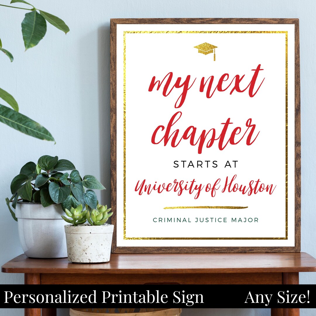 My Next Chapter Begins Printable, Graduation Sign, Red Black Gold Foil ...