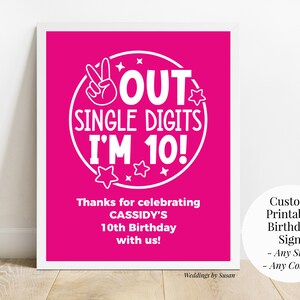 Peace Out Single Digits I'm 10 Printable Personalized Girl's 10th ...