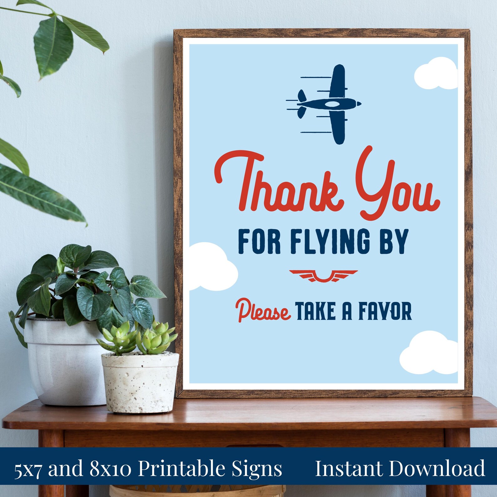 Thank You for Flying by 5x7 8x10 Printable Airplane Birthday Favor Sign ...