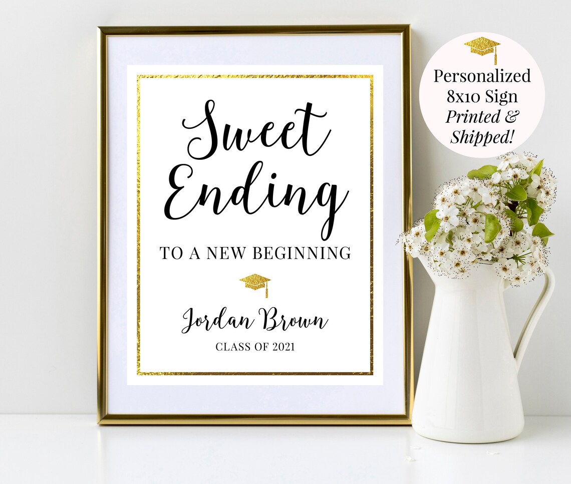Sweet Ending to a New Beginning 8x10 Personalized Graduation - Etsy