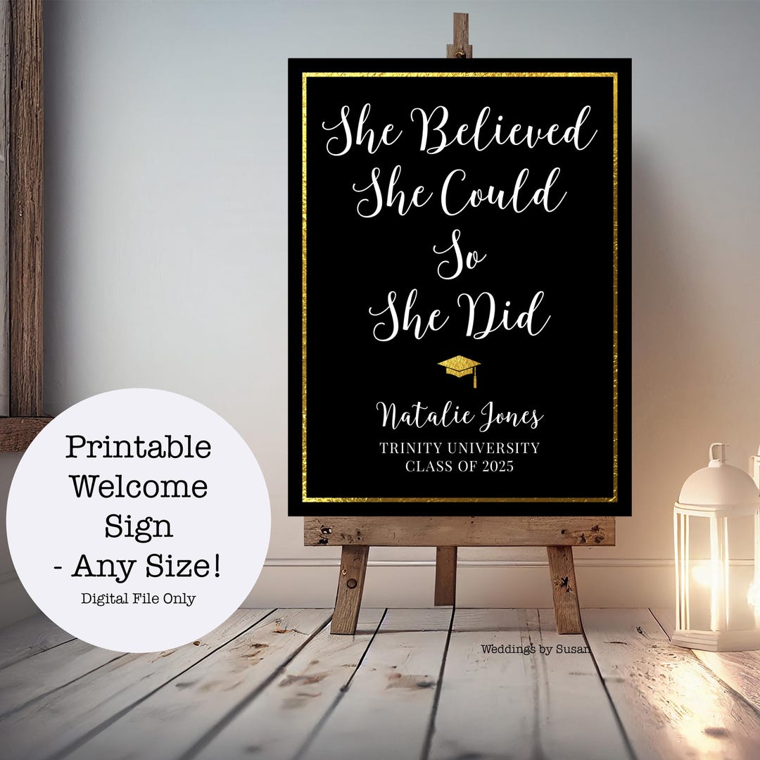 She Believed She Could so She Did Personalized Printable Graduation ...