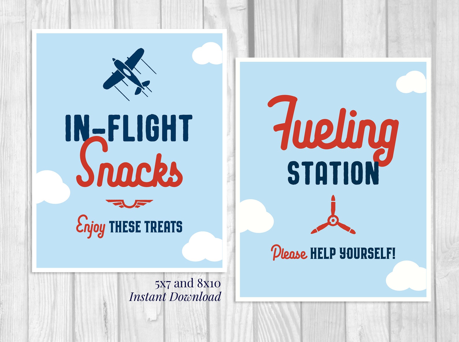 In Flight Snacks 5x7 8x10 Printable Boy's Airplane - Etsy