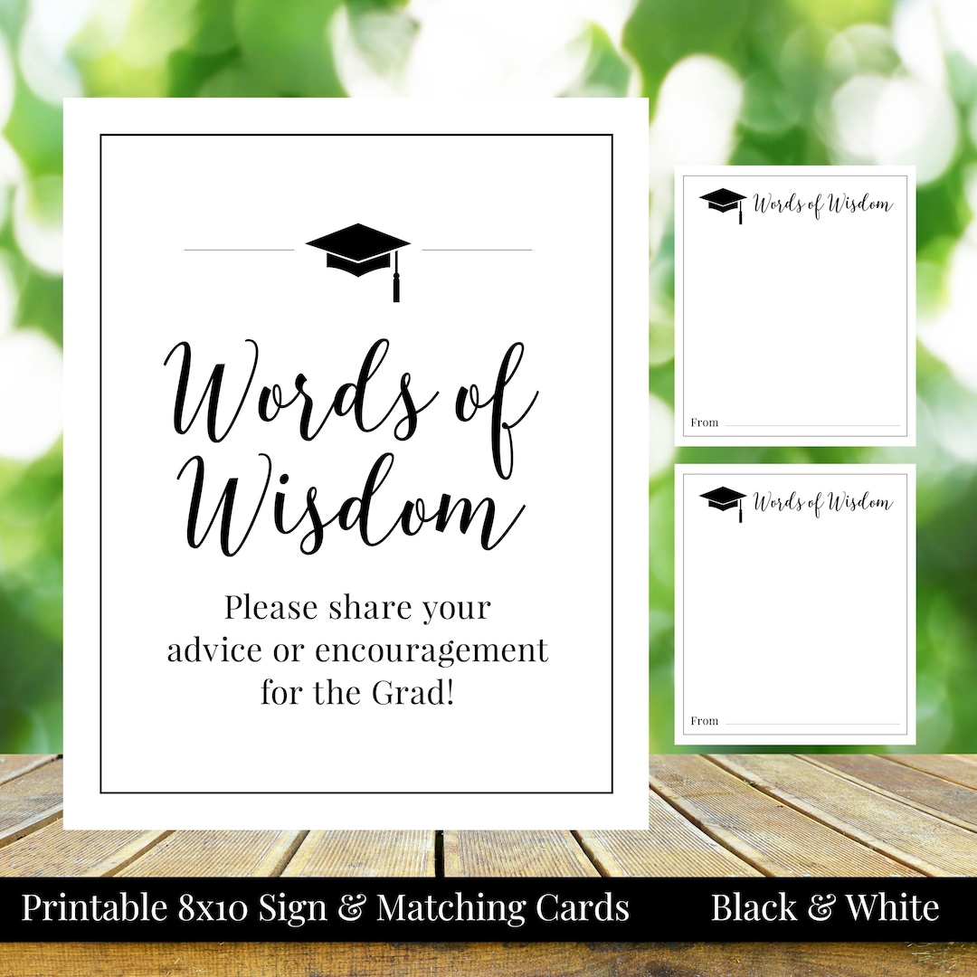 Words of Wisdom 8x10 Graduation Party Printable Sign and Matching ...