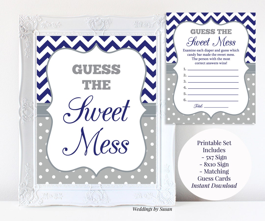 Guess the Sweet Mess 5x7, 8x10 Printable Baby Shower Candy Bar Game ...