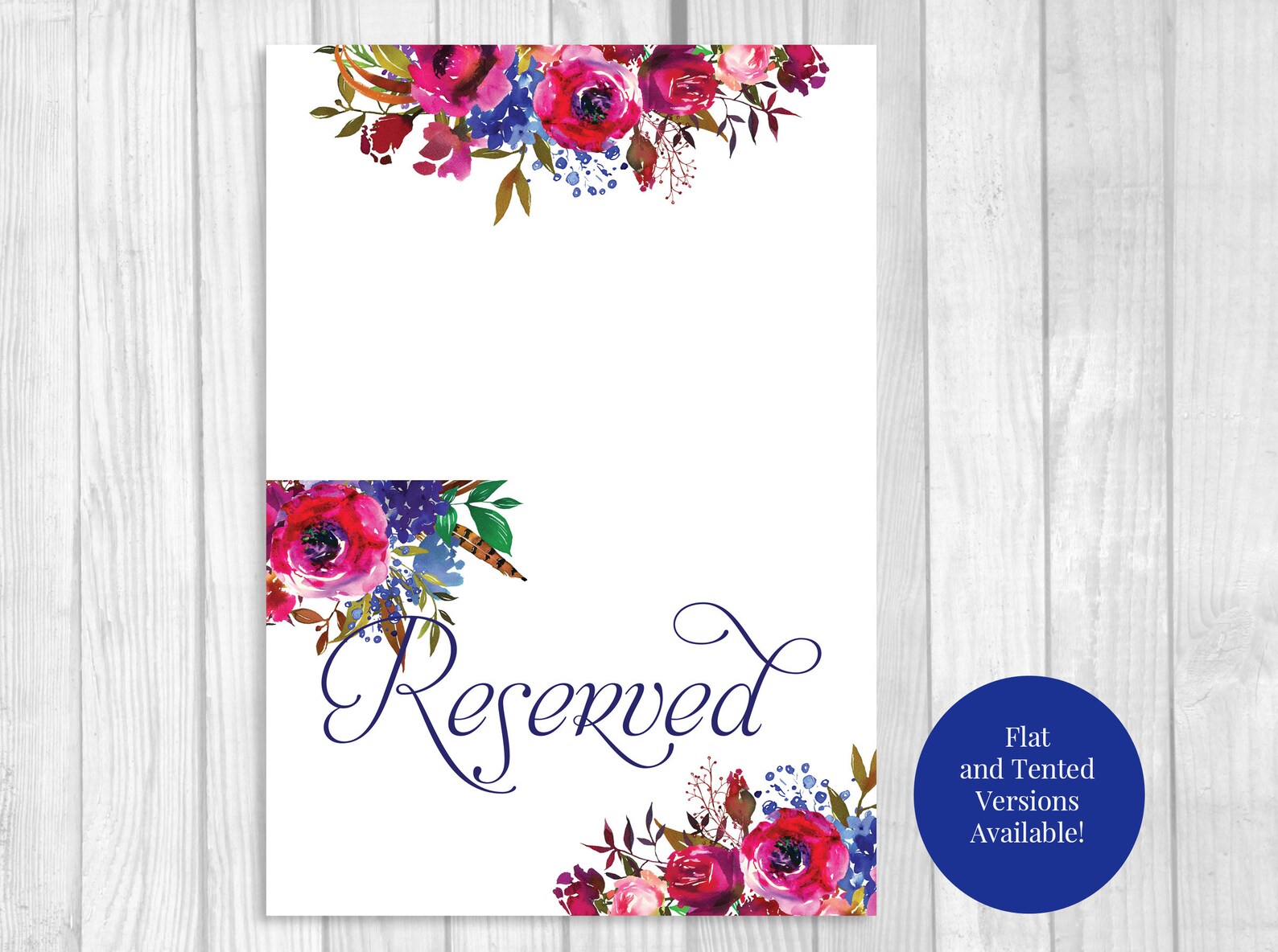 Reserved Table 5x7 Flat Tent Folded Printable Wedding - Etsy
