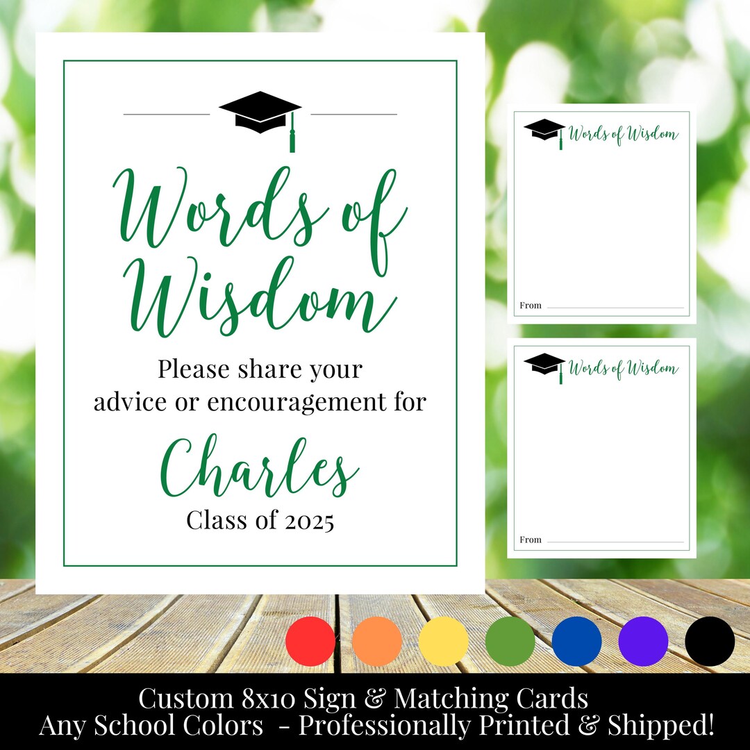 Words of Wisdom 8x10 Personalized Graduation Printed and Shipped Sign ...