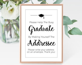 Graduation Party 5x7, 8x10 Printable Sign, Address an Envelope, Black ...