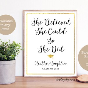 She Believed She Could so She Did Personalized Printable Graduation ...