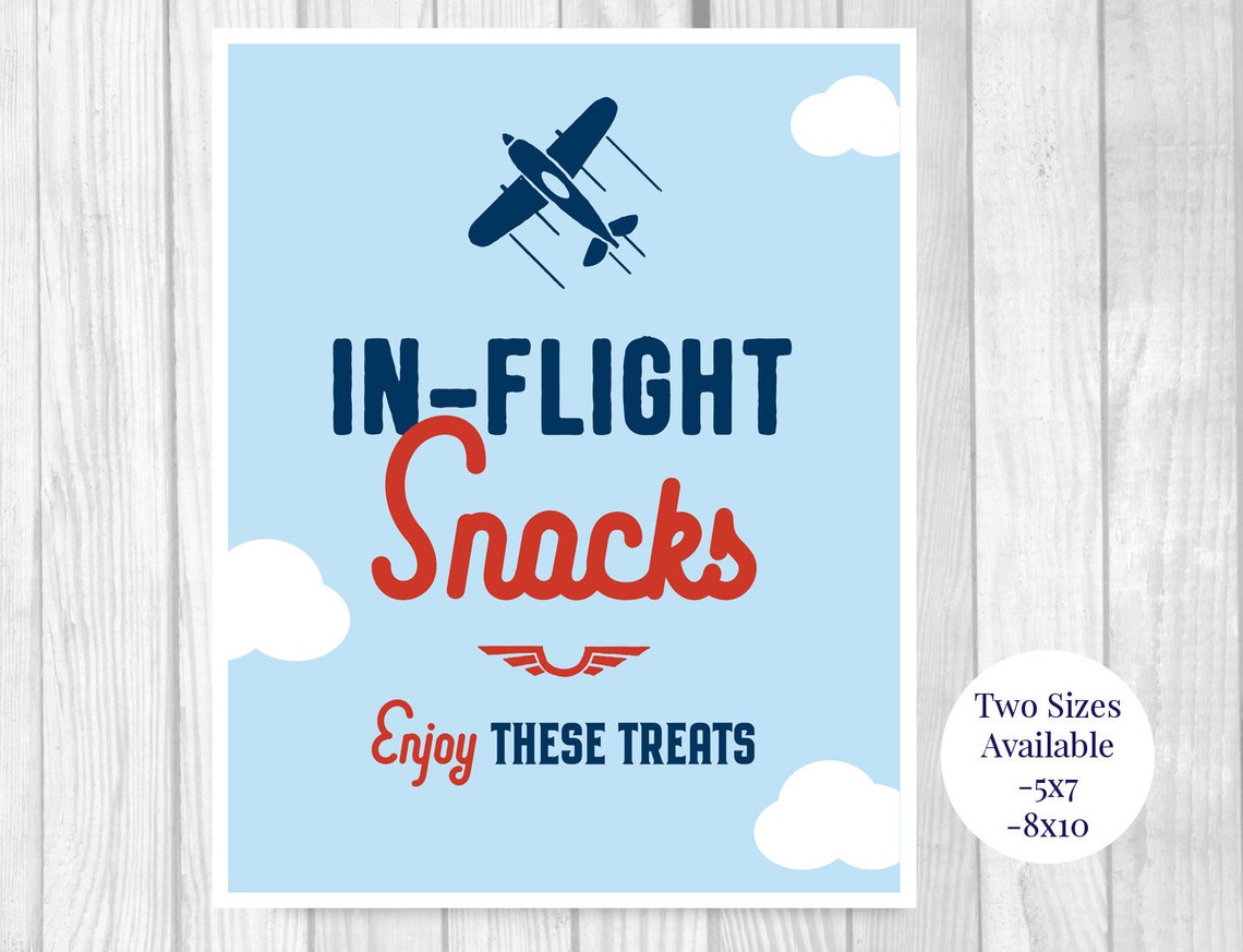 In Flight Snacks 5x7 8x10 Printable Boy's Airplane - Etsy