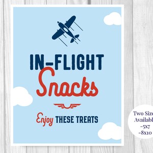 In Flight Snacks 5x7, 8x10 Printable Boy's Airplane Birthday Food Table ...