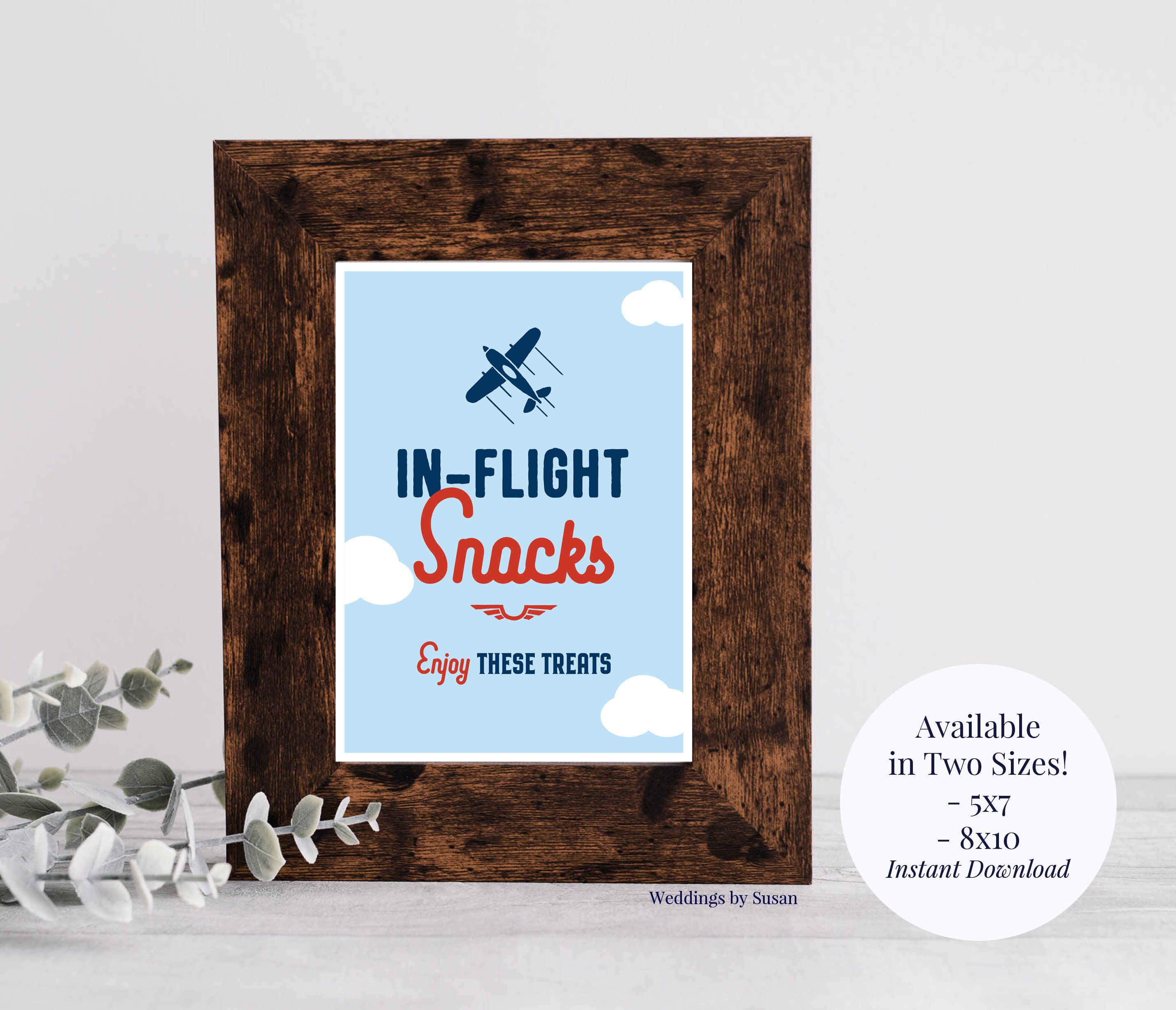 In Flight Snacks 5x7 8x10 Printable Boy's Airplane - Etsy