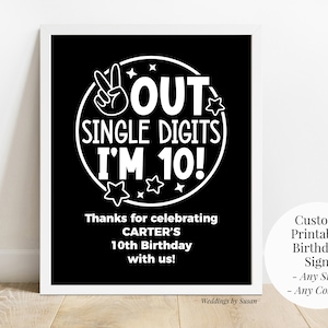 Peace Out Single Digits I'm 10 Printable Personalized Boy's 10th ...