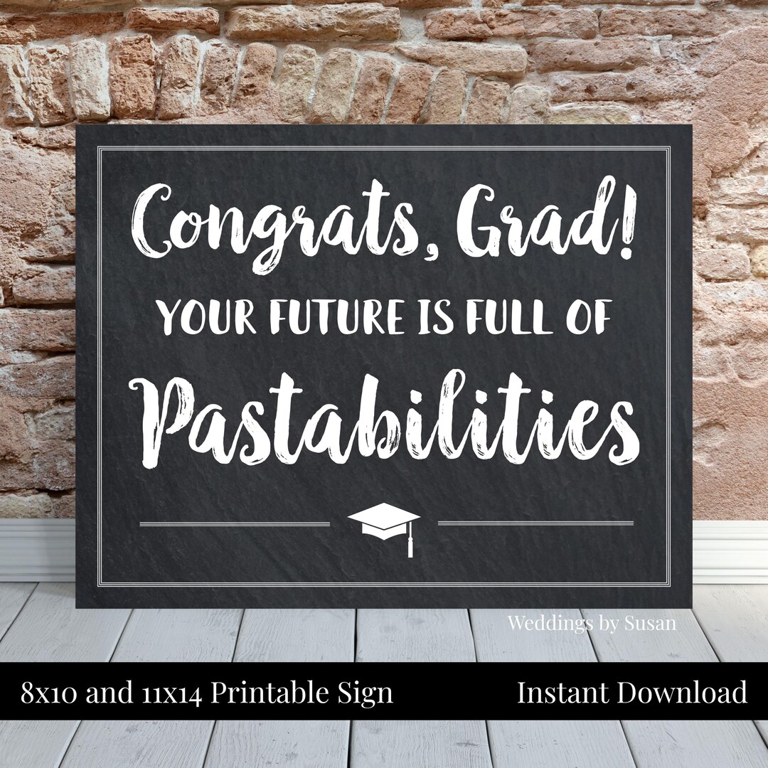 Graduation Party Pasta Bar 8x10, 11x14 Printable Chalkboard Sign, Your ...