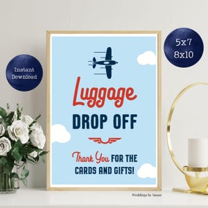 Luggage Drop off 4x6, 5x7, 8x10 Printable Airplane Birthday Party Sign ...