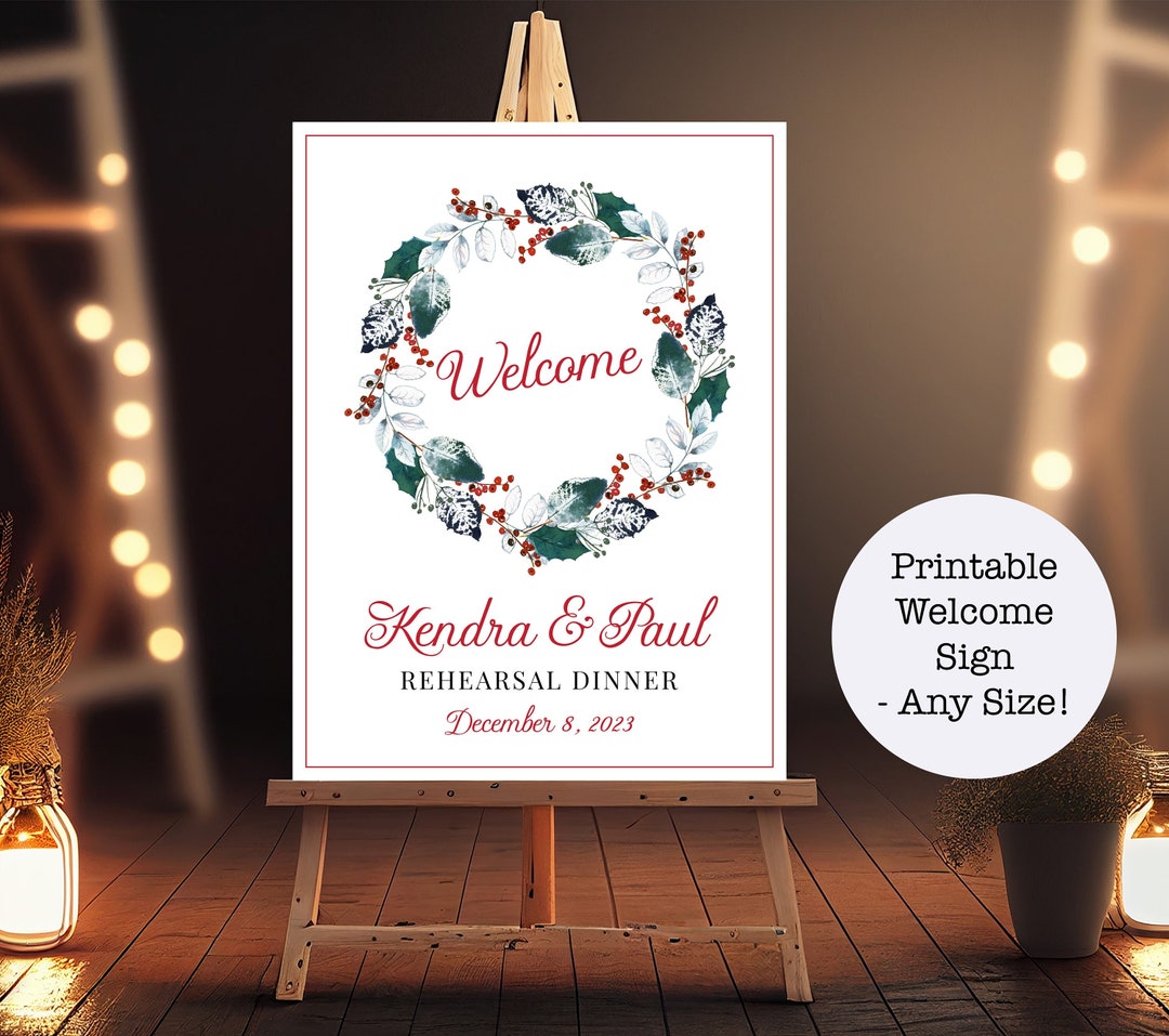 Custom Personalized Printable Rehearsal Dinner Party Welcome Sign, 8x10 ...