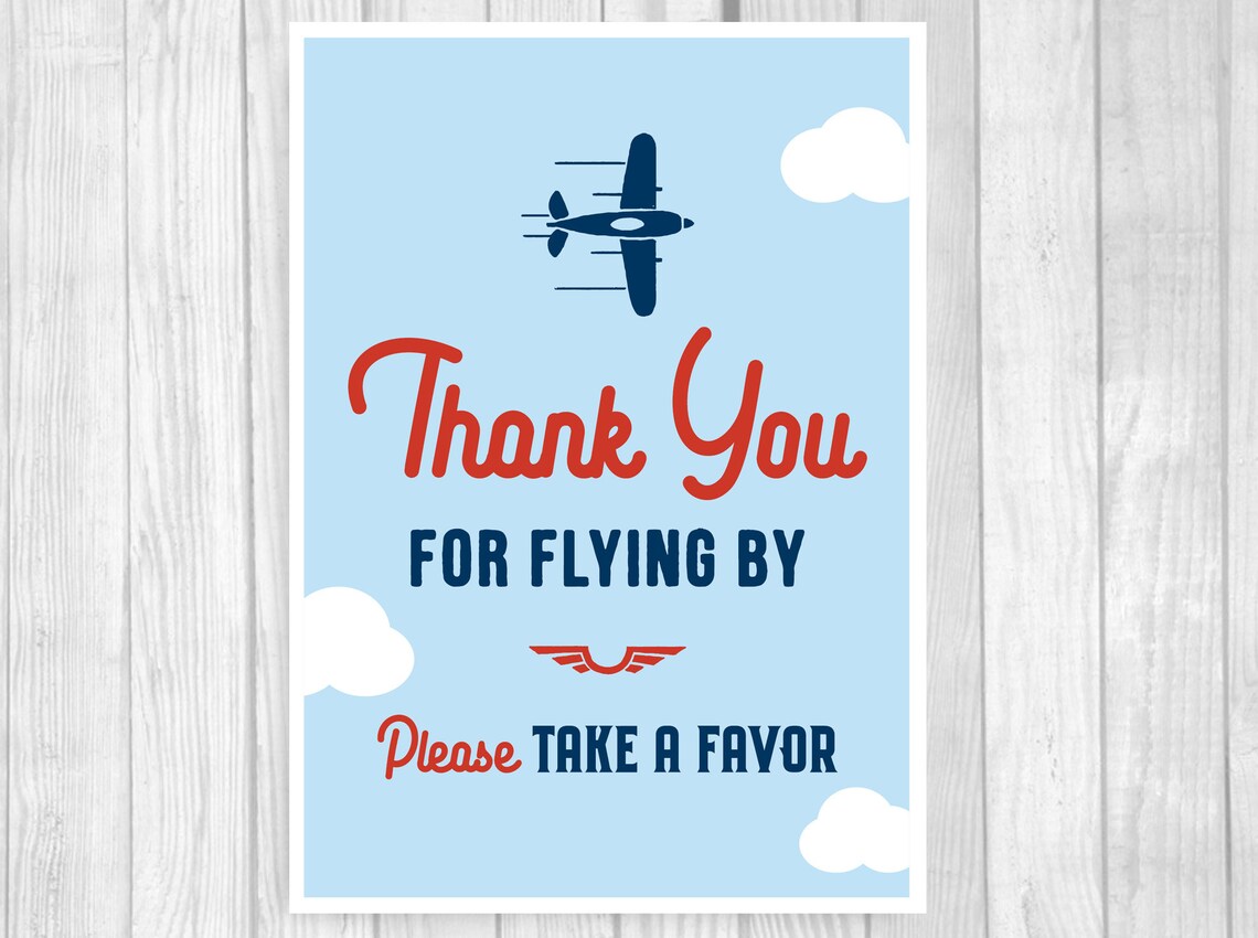 Thank You for Flying By 5x7 8x10 Printable Airplane Baby | Etsy