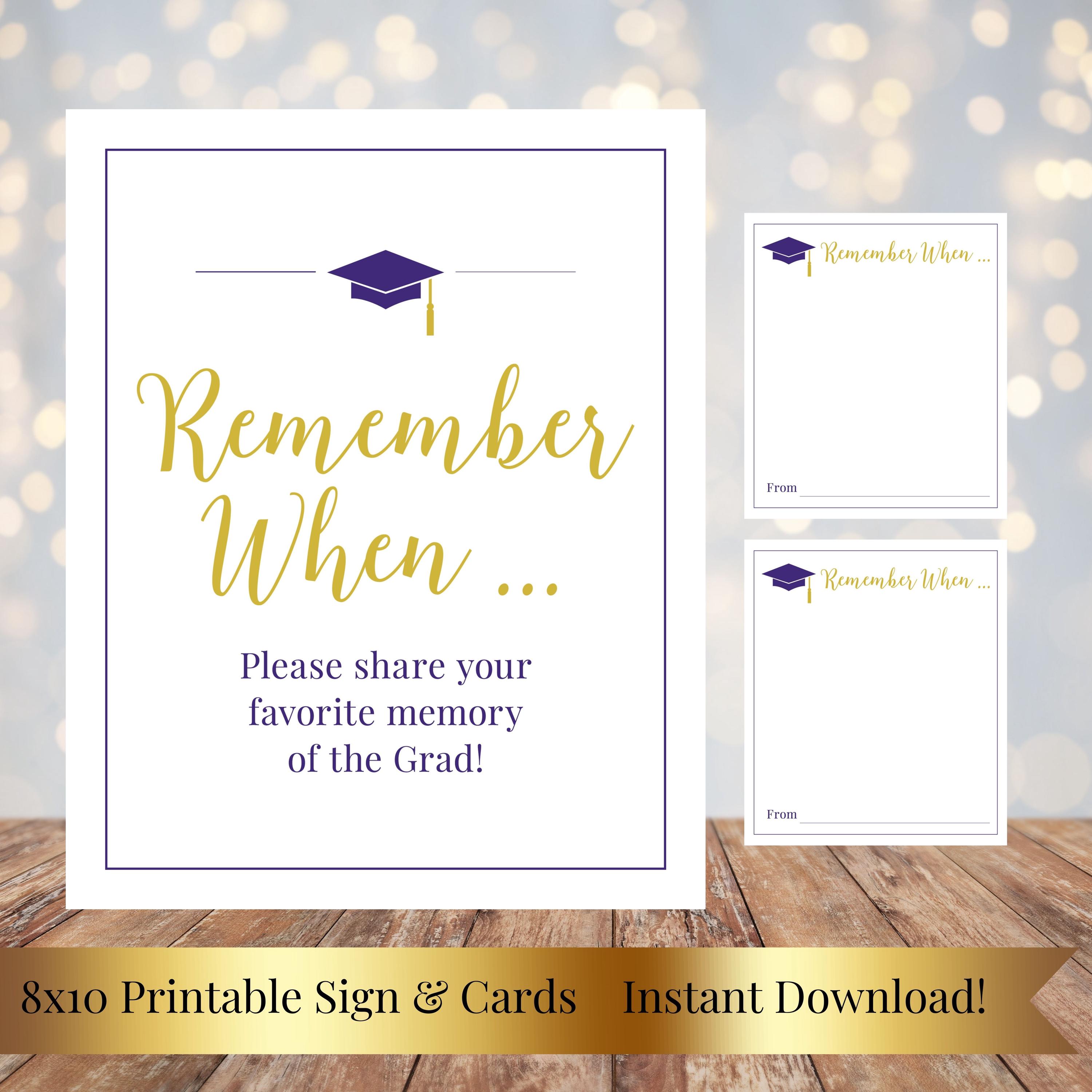Favorite Memories of Grad Printable Graduation Sign & Matching Cards ...