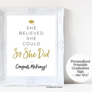 She Believed She Could so She Did Personalized Printable Gold Glitter ...