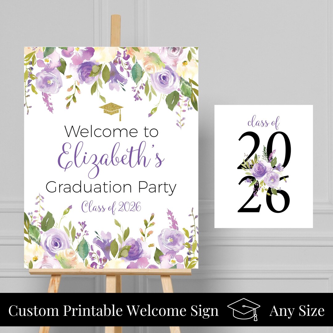 Lavender Bouquet Custom Personalized Printable Graduation Paty Welcome ...