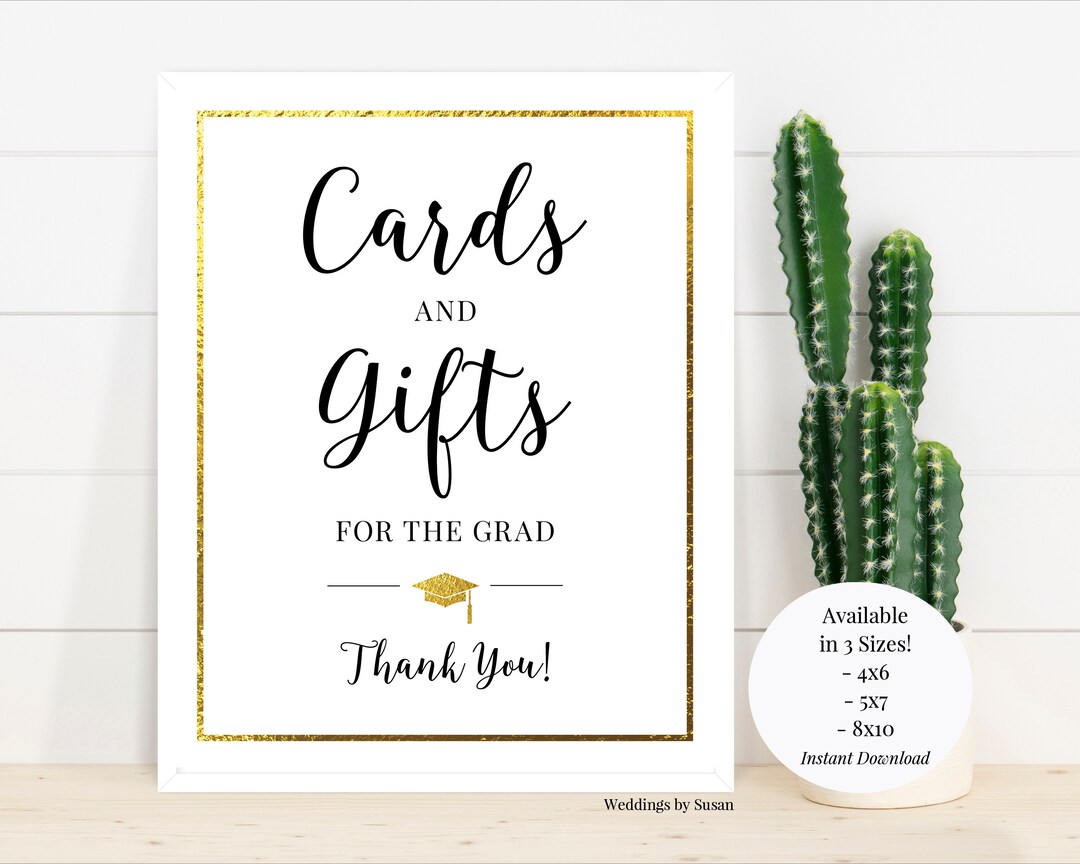 Cards and Gifts for the Grad 4x6, 5x7 8x10 Printable Graduation Party ...