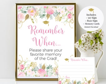 Remember When Favorite Memories of Grad Printable Graduation Sign and ...