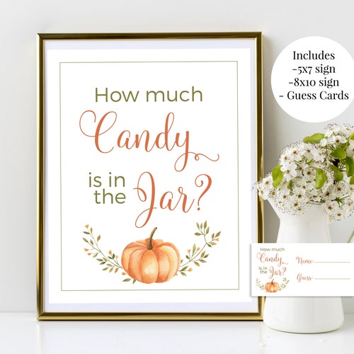 How Many Pumpkins Are in the Jar Game Set/ Fall Baby Shower - Etsy