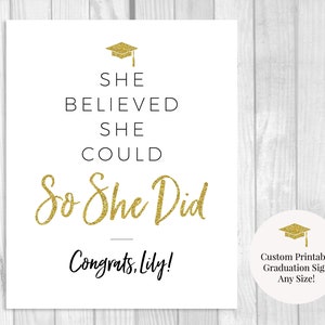 She Believed She Could so She Did Personalized Printable Gold Glitter ...