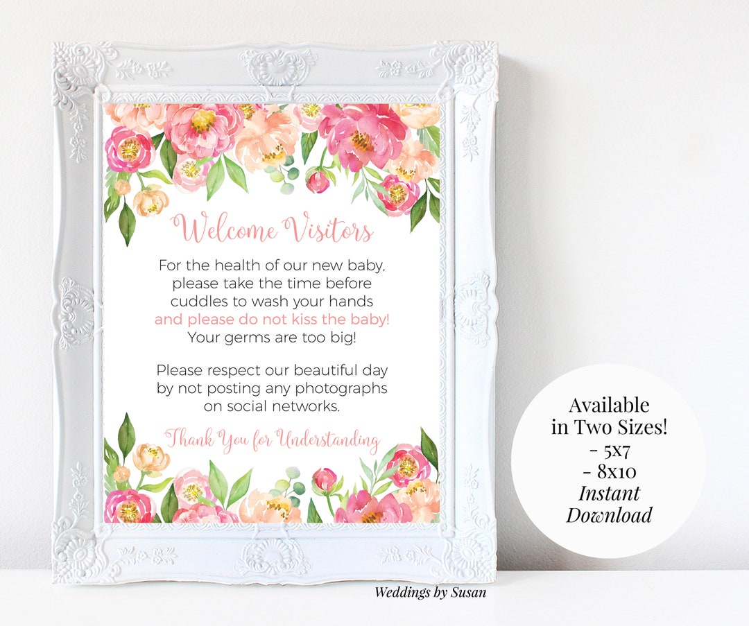 Do Not Kiss Baby 5x7, 8x10 Printable Newborn Baby Hospital Door Sign ...