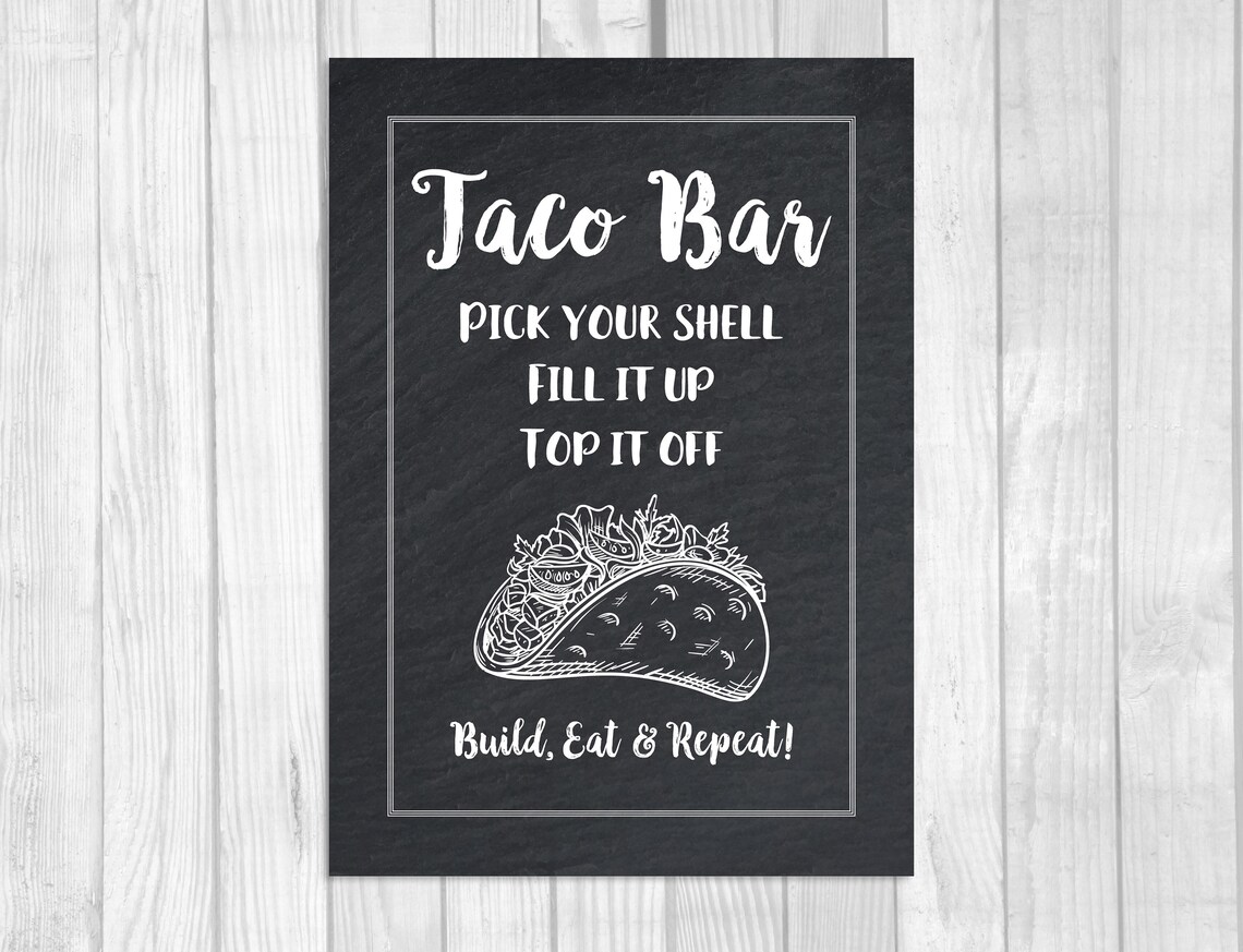Taco Bar Printable 5x7 8x10 Chalkboard Style Sign Pick a - Etsy