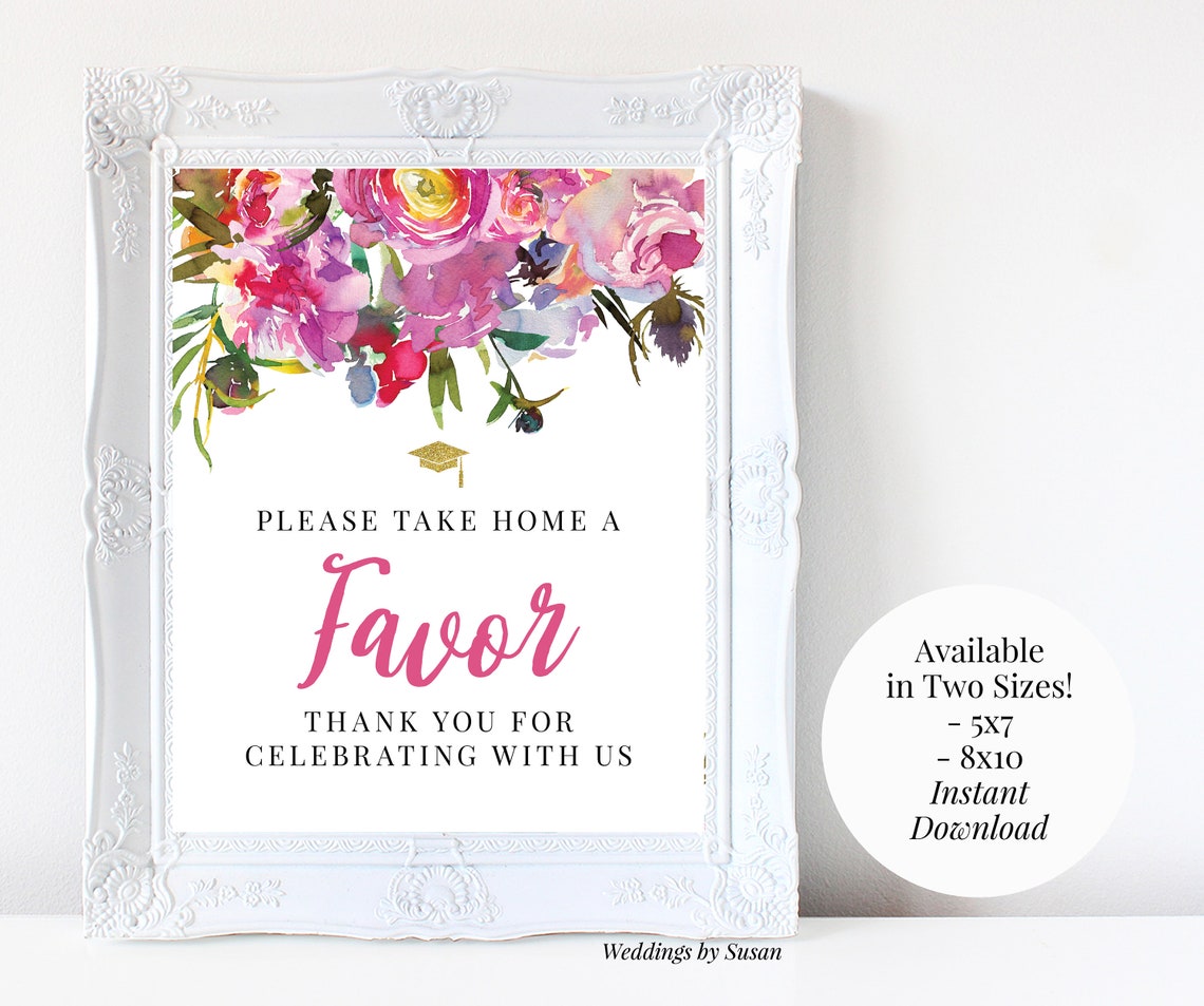 Vibrant Peonies Please Take Home a Favor 5x7, 8x10 Printable Sign, Pink ...