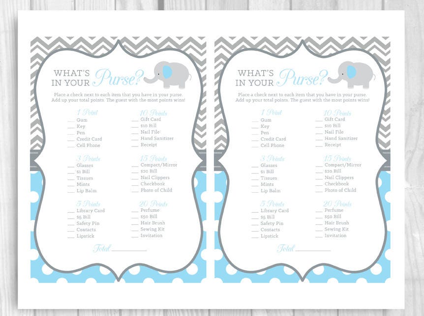 Baby Shower Printable Game Bundle Light Blue and Gray - Etsy