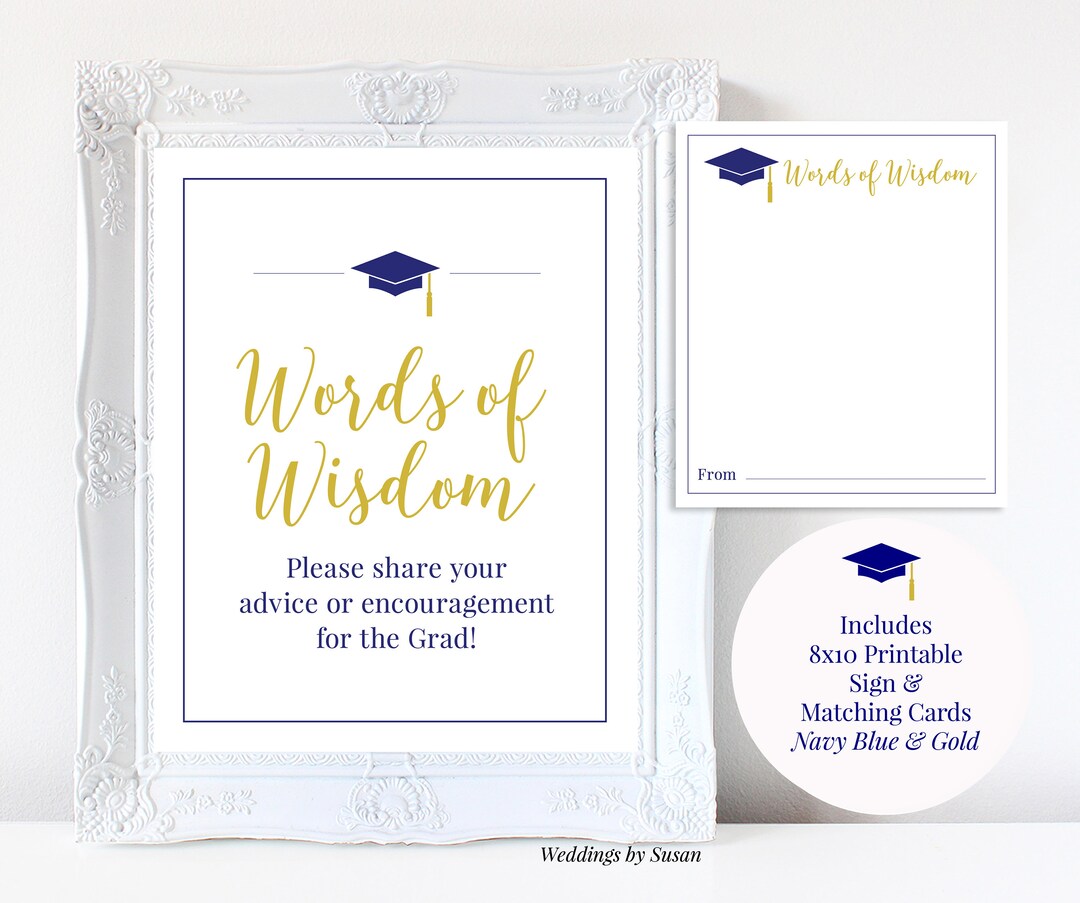Words of Wisdom 8x10 Graduation Printable Sign and Matching Advice ...