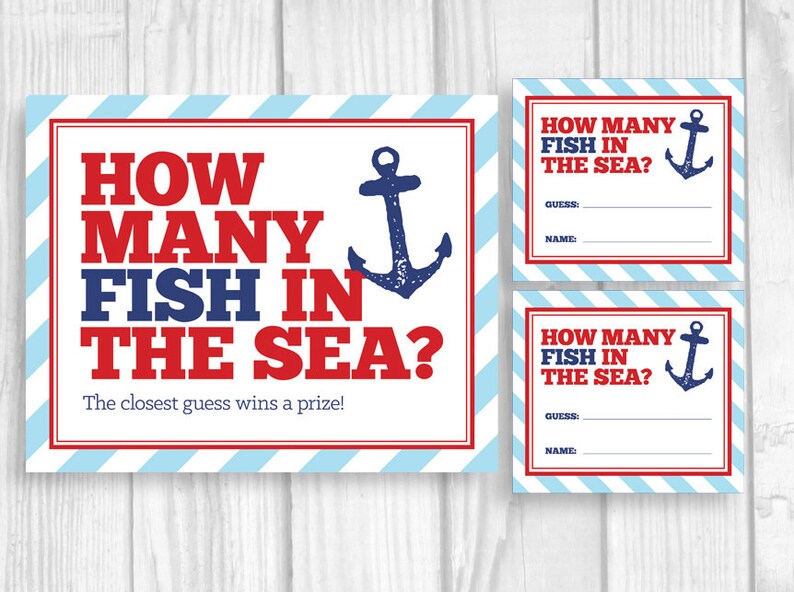 Guess How Many Fish in the Sea Printable Nautical Anchor - Etsy